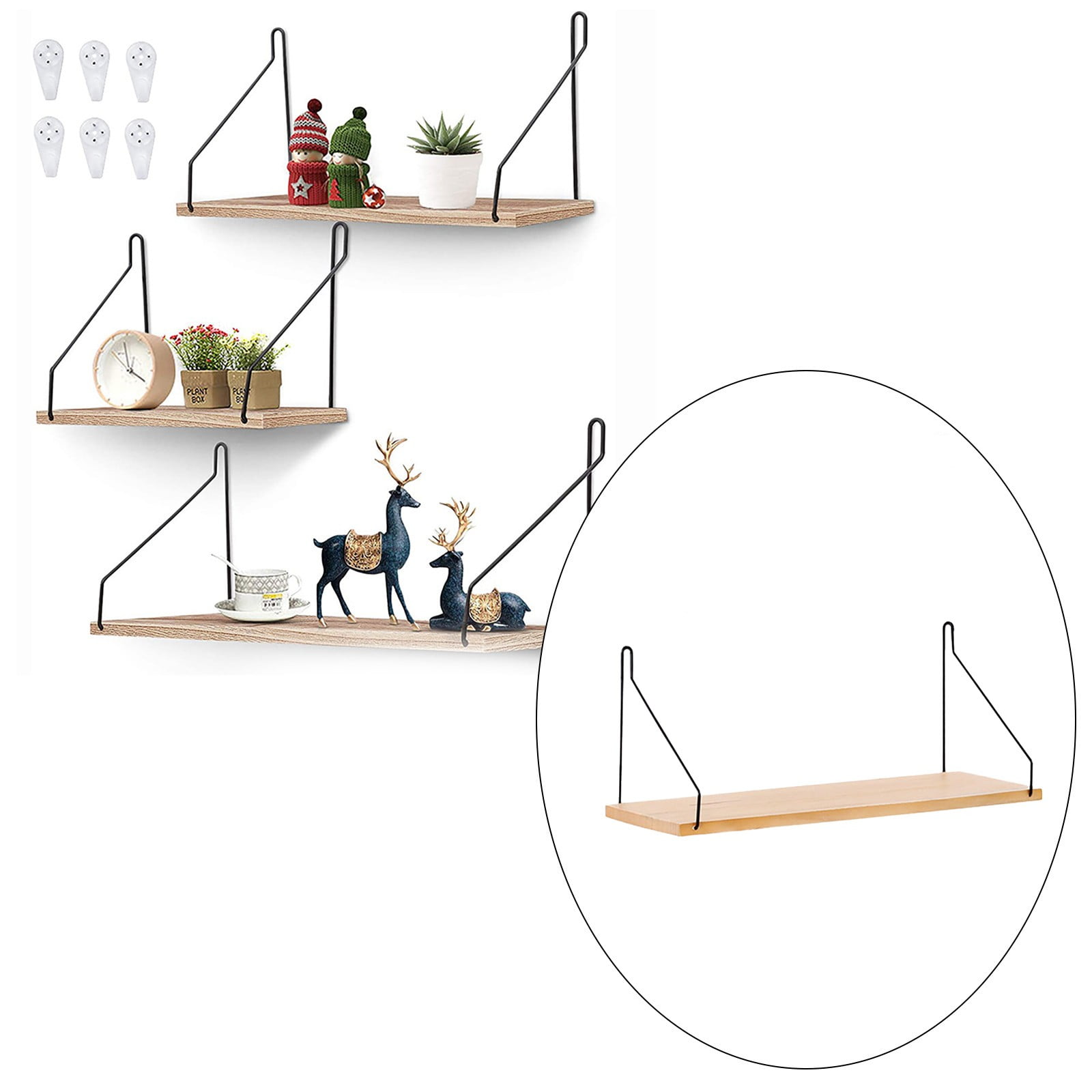 1X Storage Rack Floating Shelves Wall Mounted, Wood Wall Shelves Rustic ...