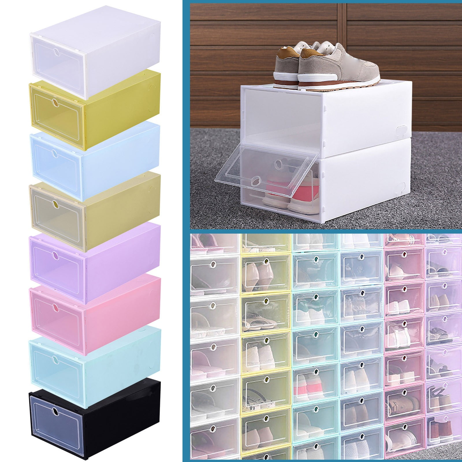 1X Transparent Storage Shoe Box Clearance! Foldable Clear Shoes Storage ...