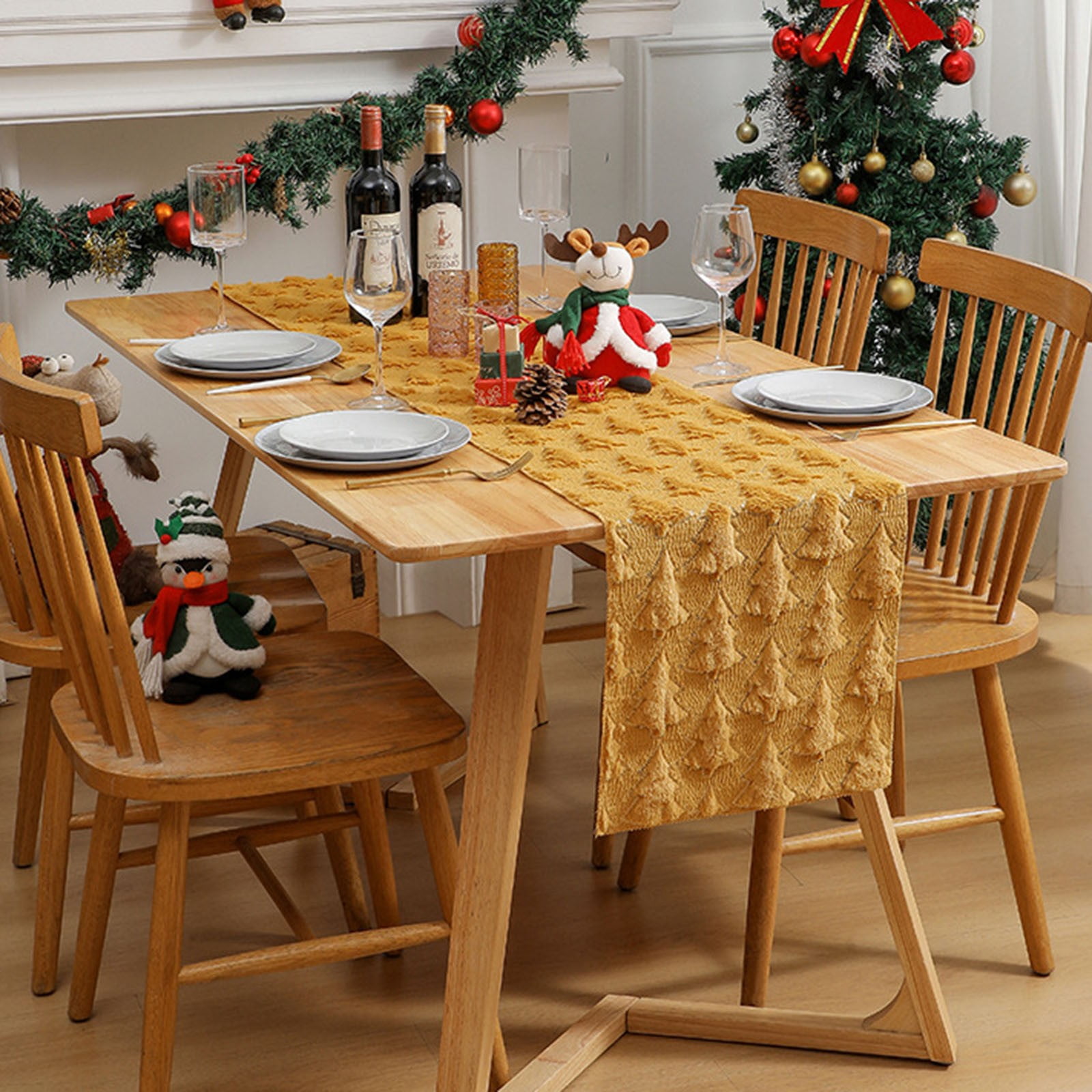1X Wallpaper Tree Table Runner 13X72Inch Long Gold Sequin Glitter Table ...