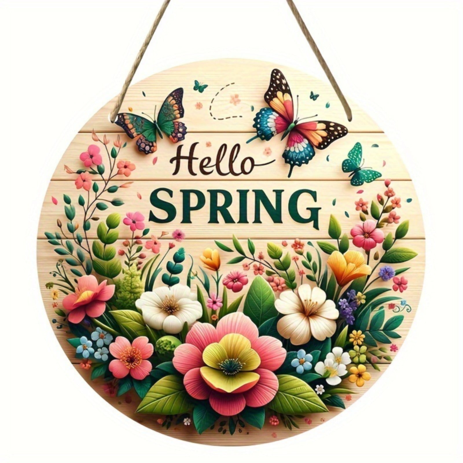 1X Wooden Door Sign - Welcome Sign Floral Greetings Door Hanger ...