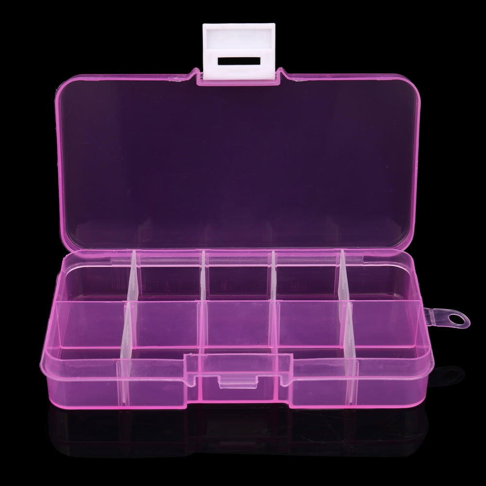 1X10 Plastic Necklace Storage Box Plastic 10 Slots Adjustable Jewelry ...