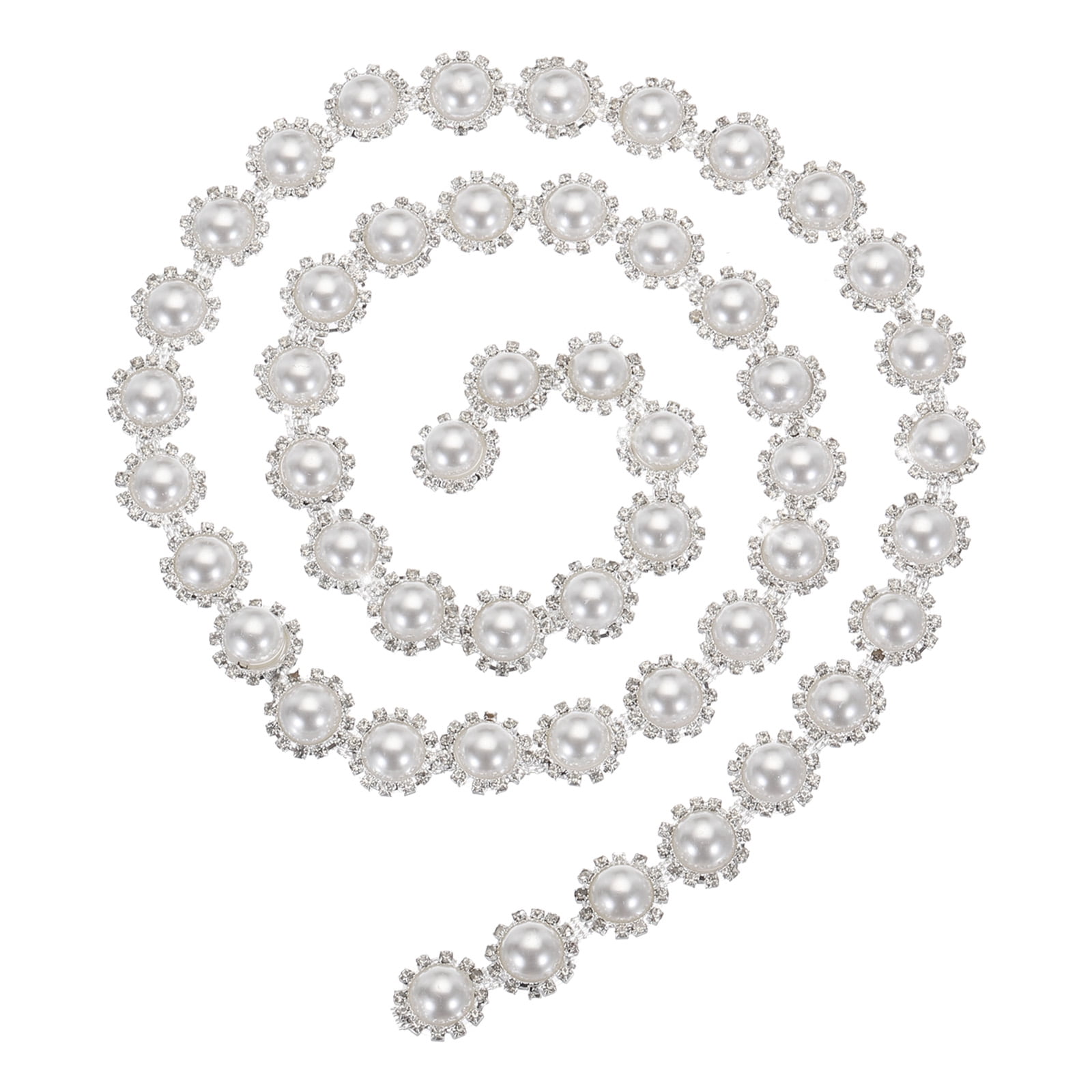 1Yard Pearl Rhinestone Trim,Pearl Beaded Trim Chain for DIY Crafts ...