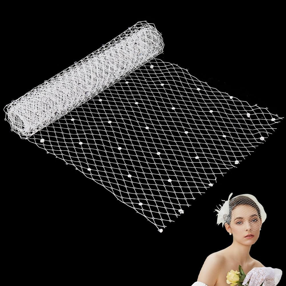 1Yard Rhinestone Mesh Netting Fabric 21cm Wide Birdcage Bridal Veil ...