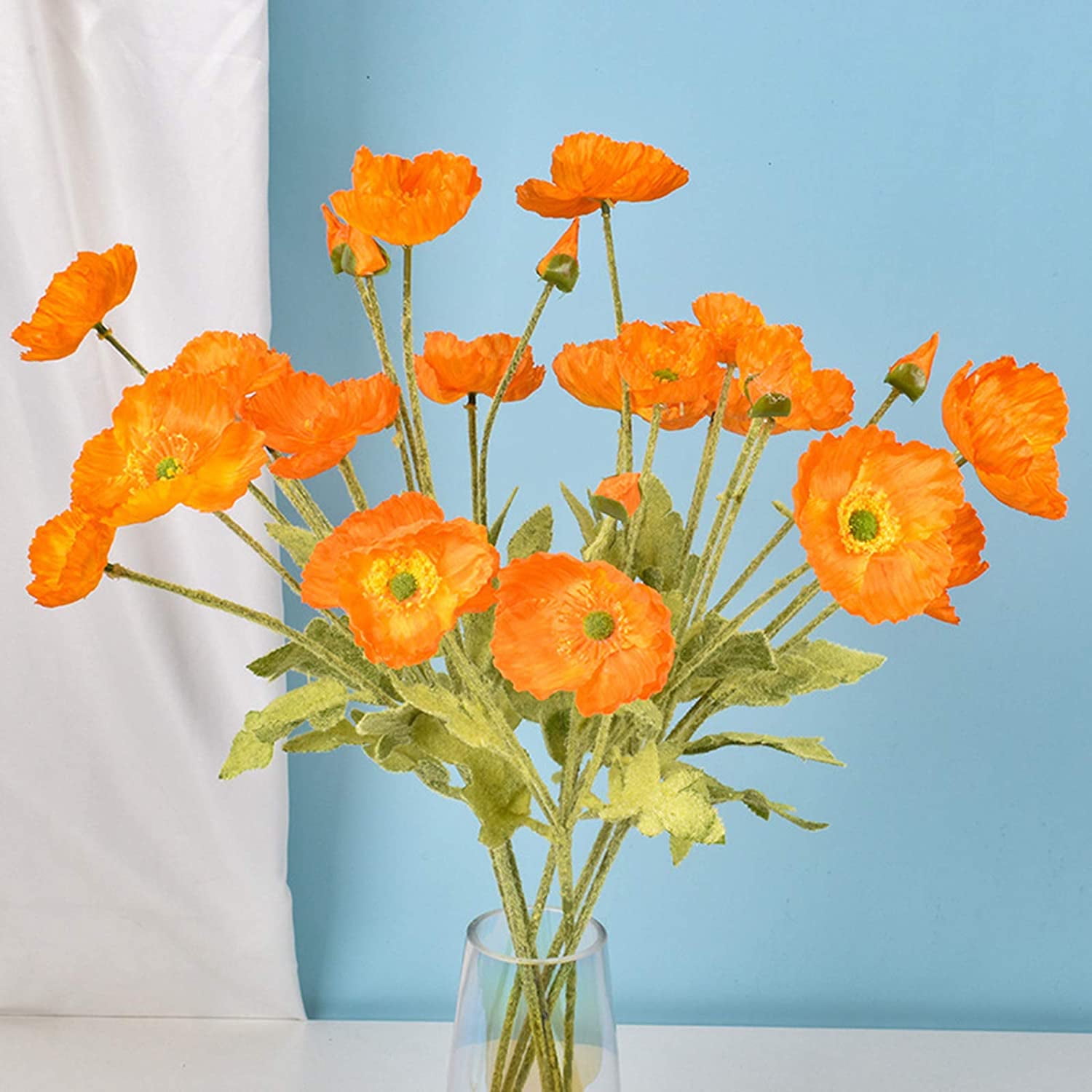 1Zukuco 6Pcs Artificial Flowers Fake Faux Poppy Real Touch Poppy Fake ...