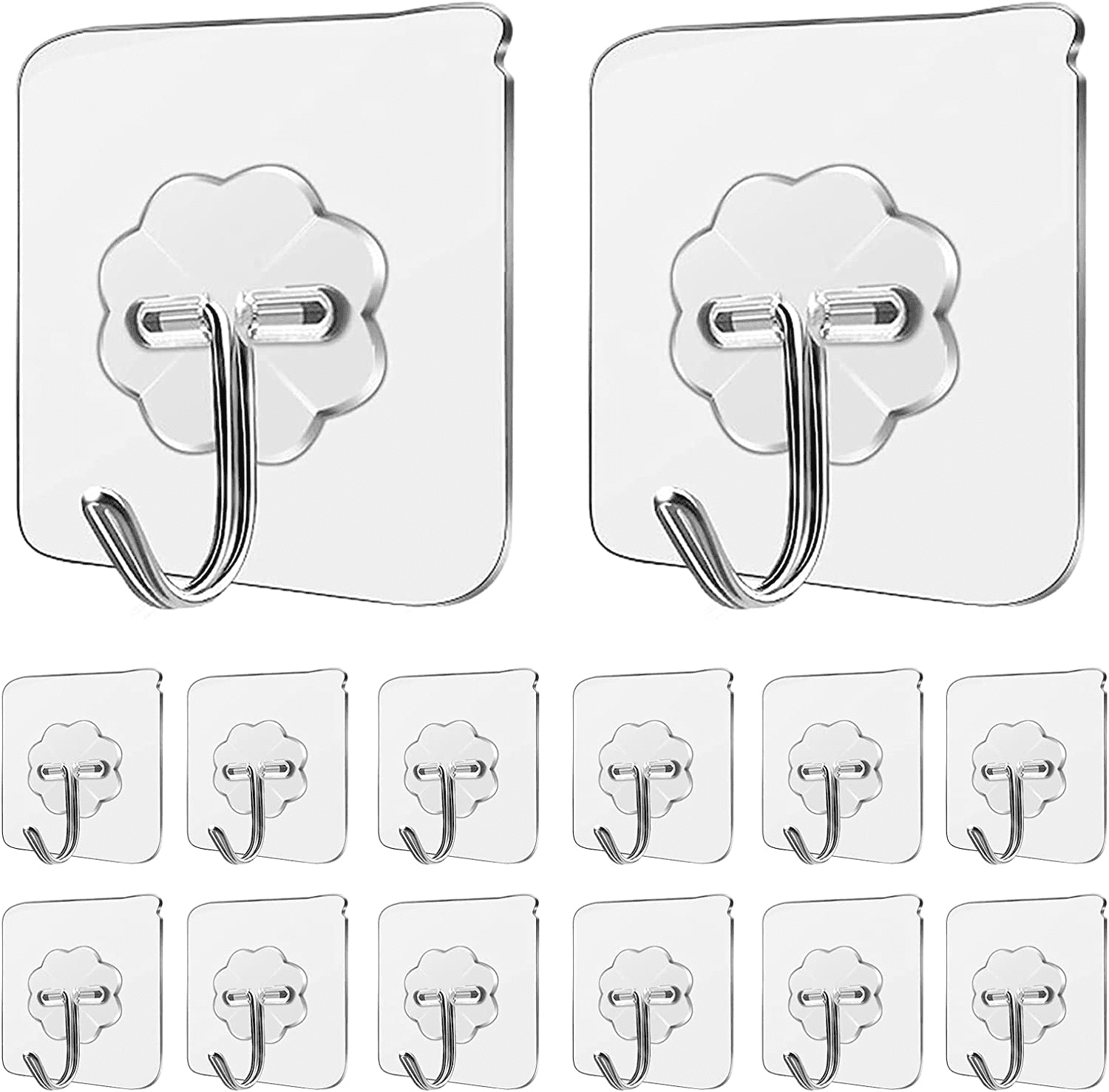 20pcs Removable Adhesive Hooks, Strong Sticky Wall Hooks, Transparent ...