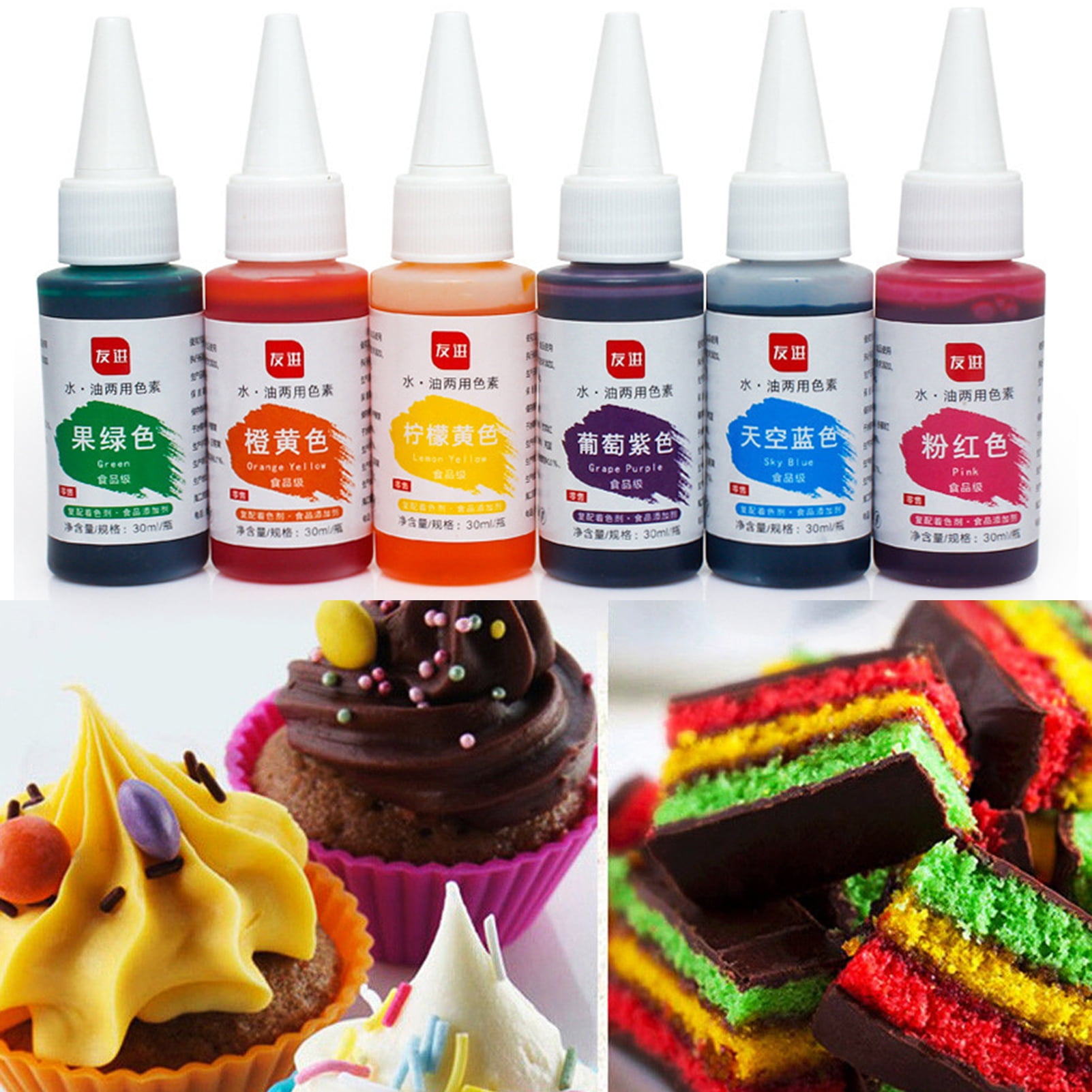 Food Grade Coloring Pigment, 30ml, 25 Colors, for Baking, Cake ...