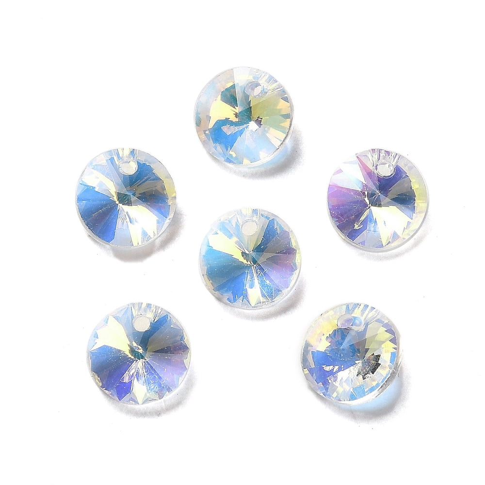 1bag 100pcs Transparent Glass Pendnats Faceted Flat Round Clear 8x4mm ...