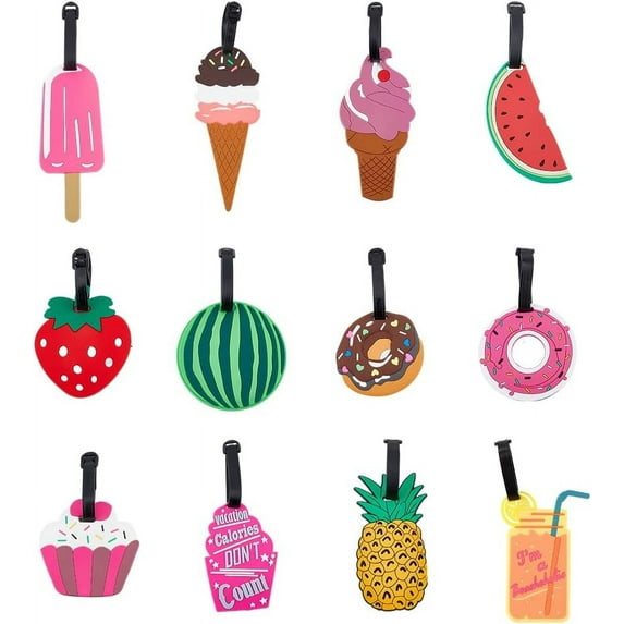 1bag 12 Styles Luggage Tags Set Plastic Identify Baggage Label Summer ...