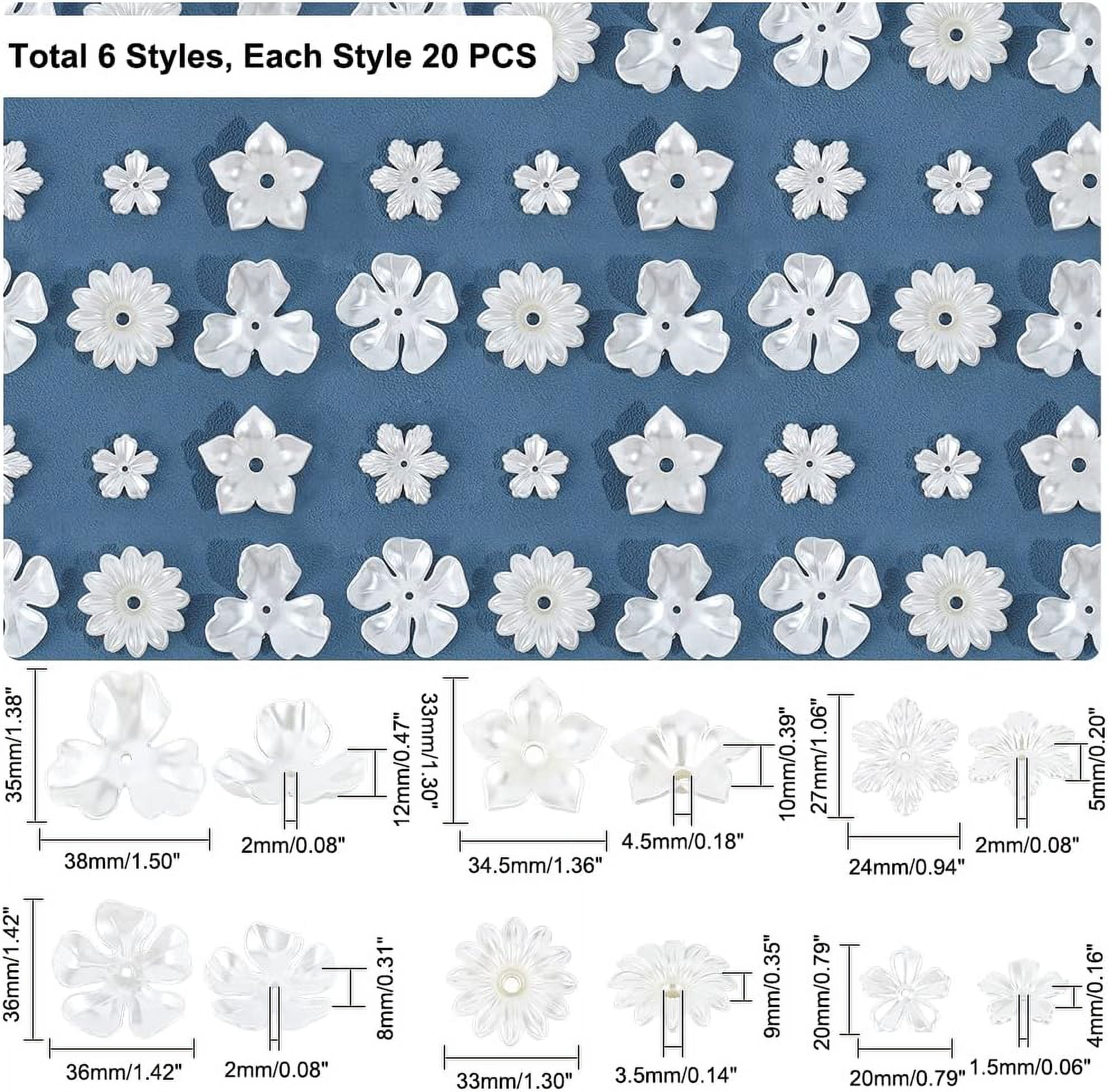 1bag About 120 pcs Flower Bead Caps 6 styles Opaque ABS Plastic ...
