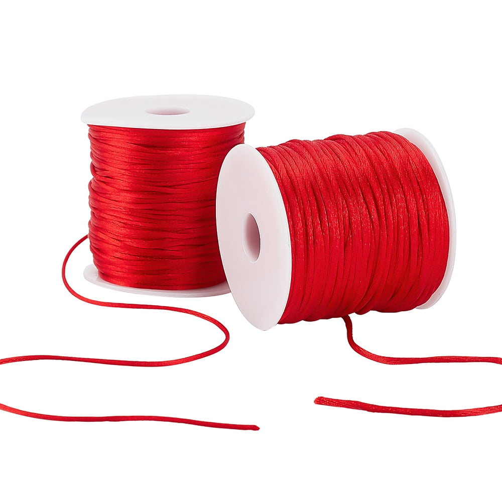 1bag 2 rolls 2 style Nylon Thread Rattail Satin Cord Red 1~1.5mm 1 roll ...