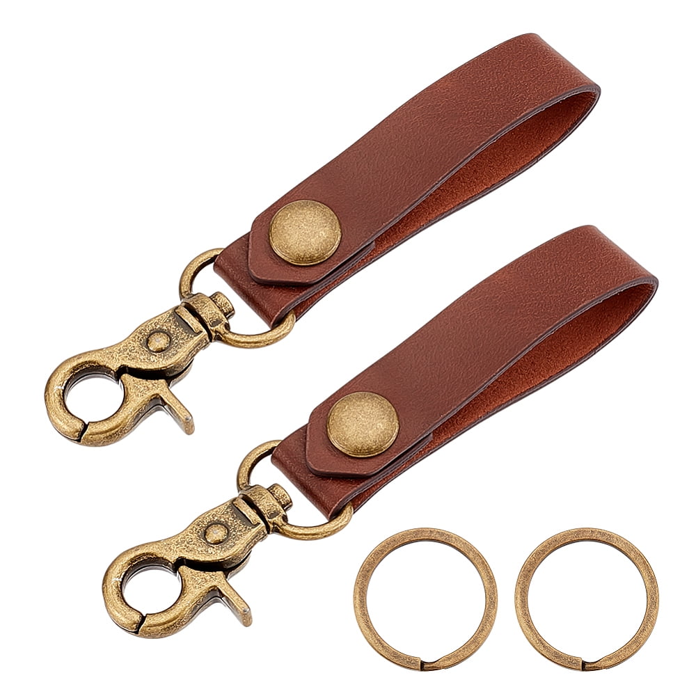 1bag 2 sets PU Leather Keychain with Antique Bronze Iron Findings and ...