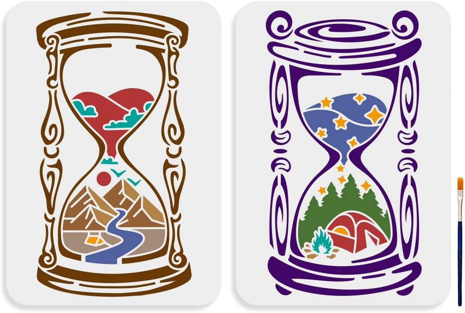 1bag 2pcs Hourglass Landscape Stencil 11.7×8.3inch Large Timer Nature ...