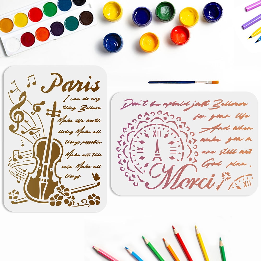 1bag 2pcs Travel Music Word Stencils Cello Music Note Stencils Retro ...
