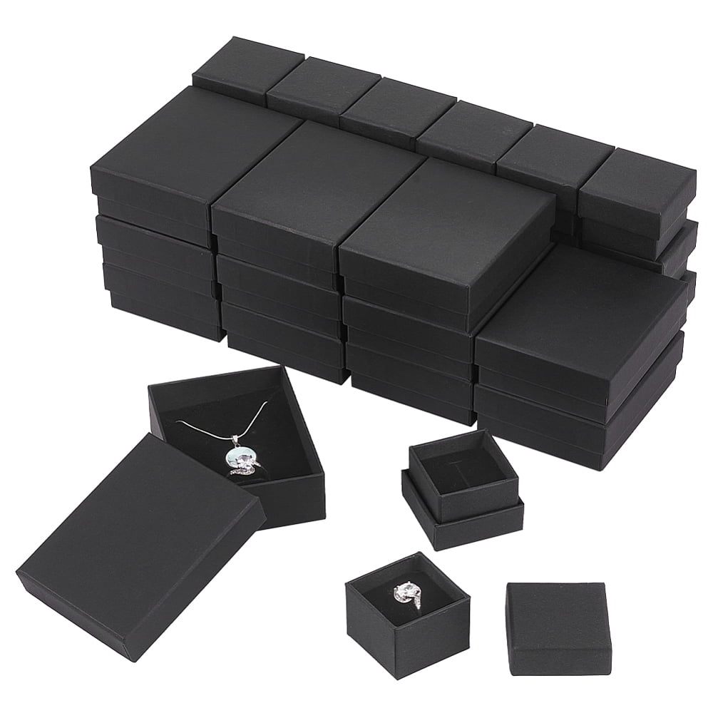 1bag 32pcs 2 style Kraft Filled Cardboard Paper Jewelry set boxes for Ring Necklace with Sponge ...