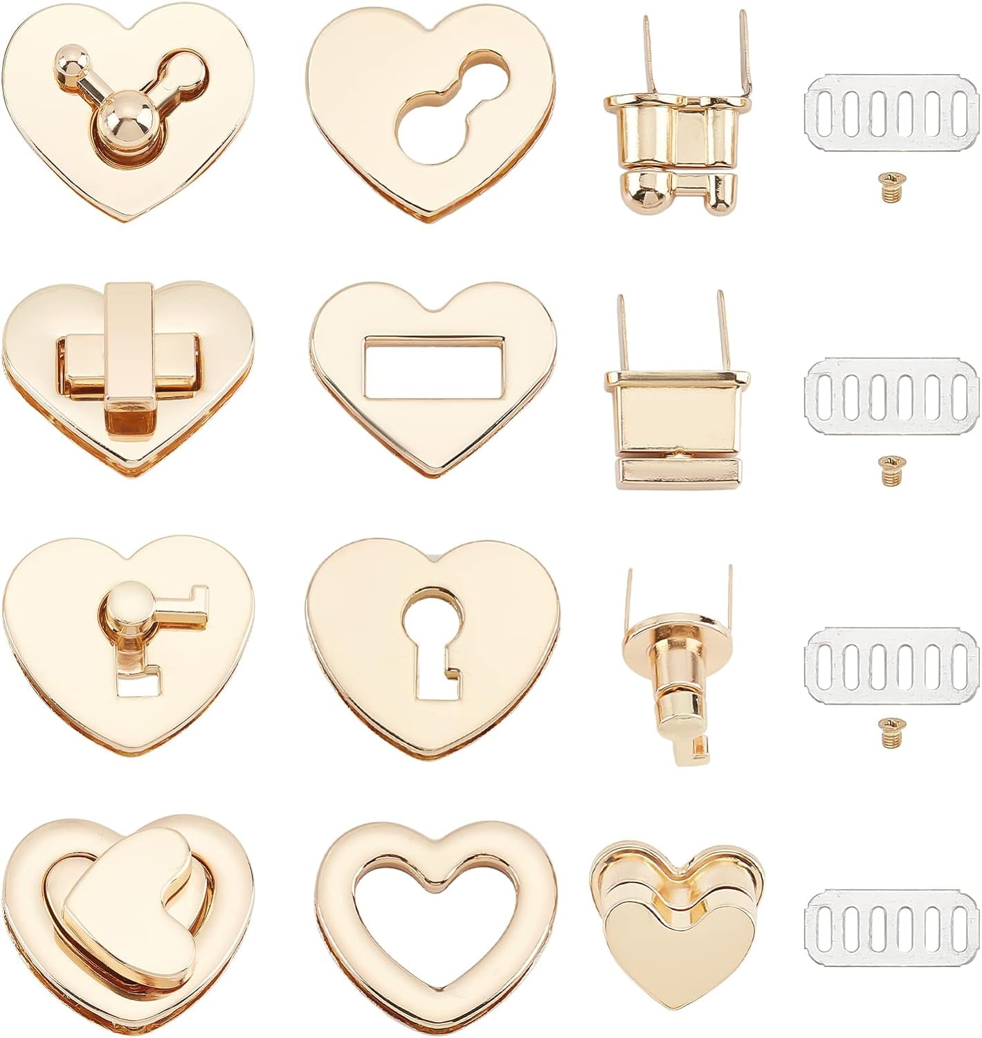 1bag 4 Styles Purse Twist Lock Clasp Heart Bag Turn Lock Fasteners ...