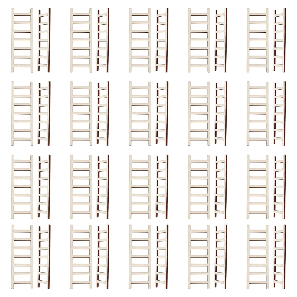 1bag 40pcs Mini Wooden Step Ladders Fairy Furniture Garden Ornament ...