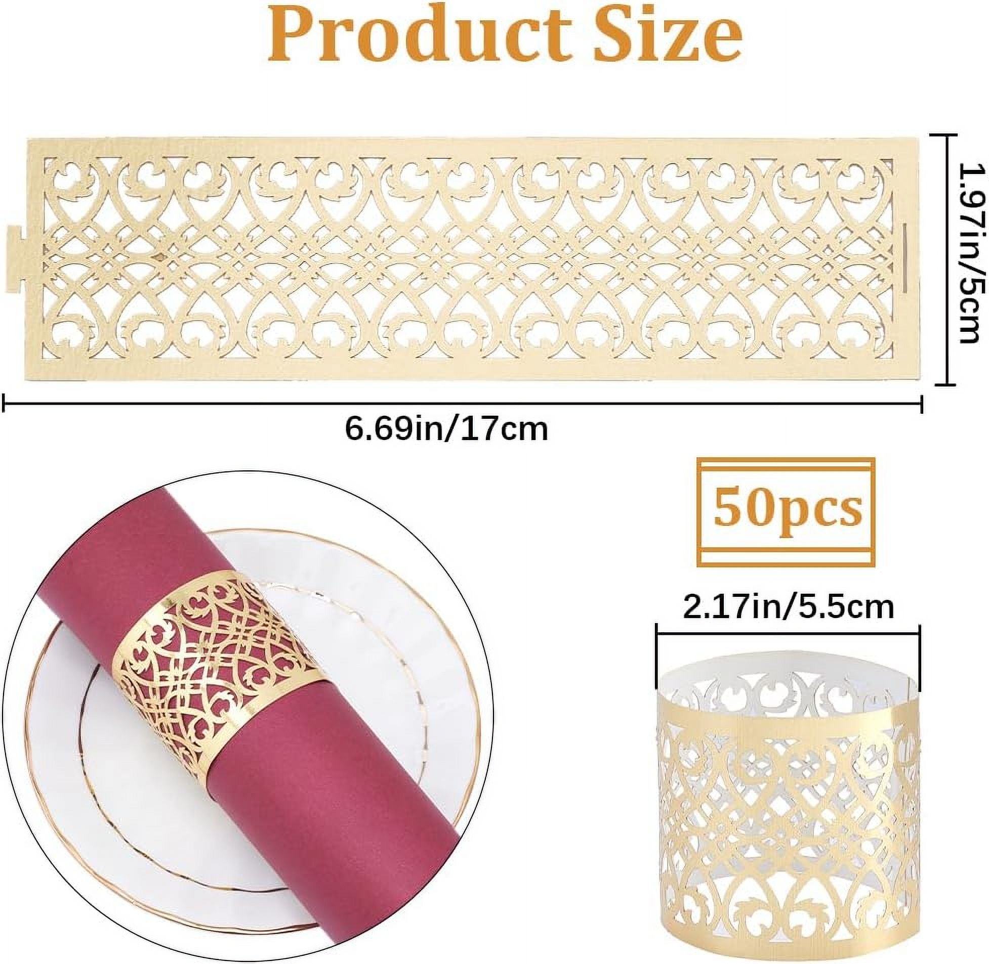 1bag 50pcs golden Napkin Rings Hollow Metal Paper Napkins Adornment ...