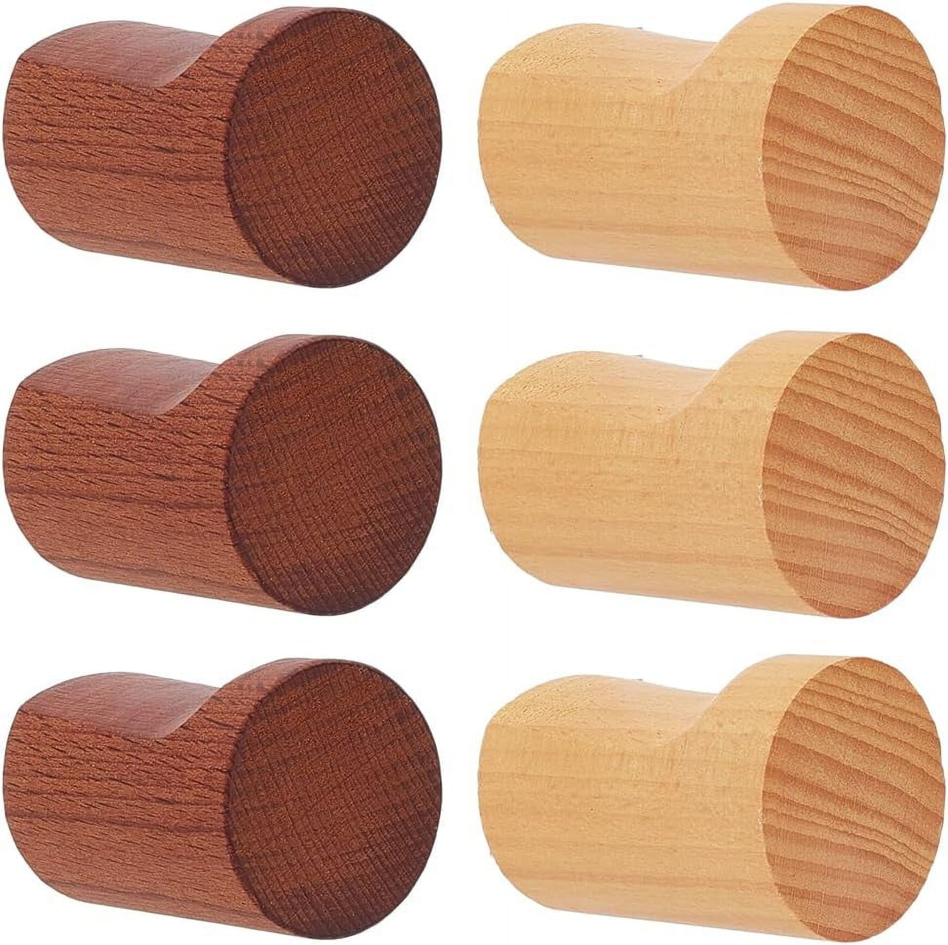 1bag 6 sets 2 colors Wood Hook Hangers Wall Mounted Hooks with Screw ...