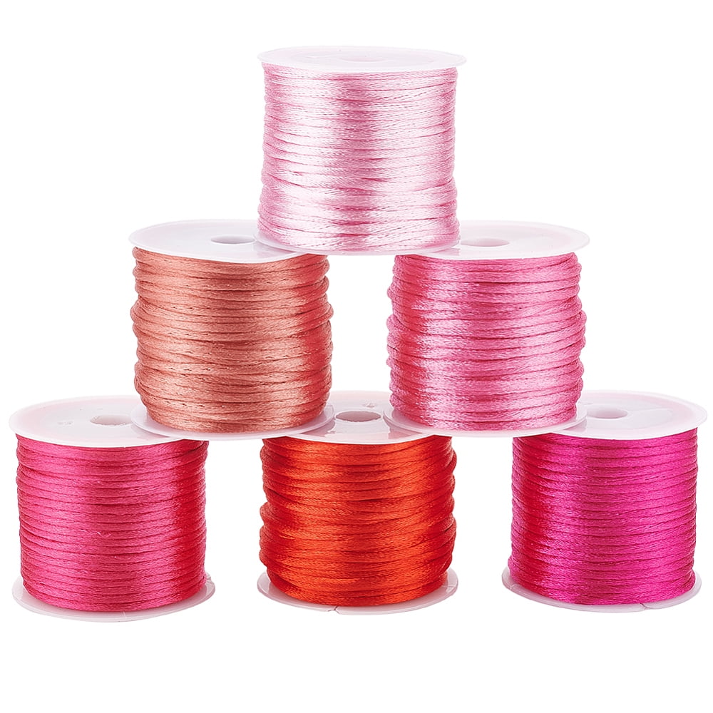 1bag 60 Yards Pink Nylon Rattail Satin Cord 2mm Silky Cord Satin String ...