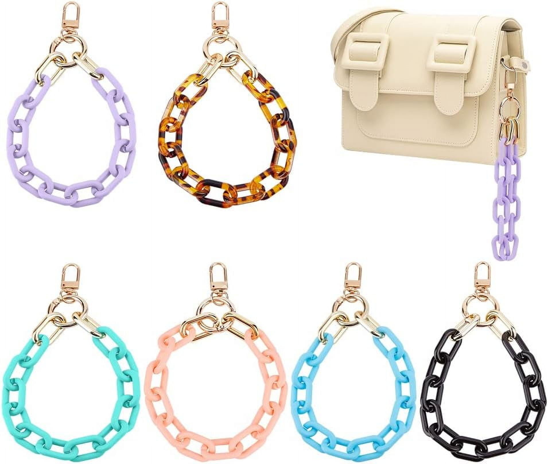 1bag 6Pcs 6 Colors Opaque Acrylic Cable Chain Flat Chain Strap Acrylic ...