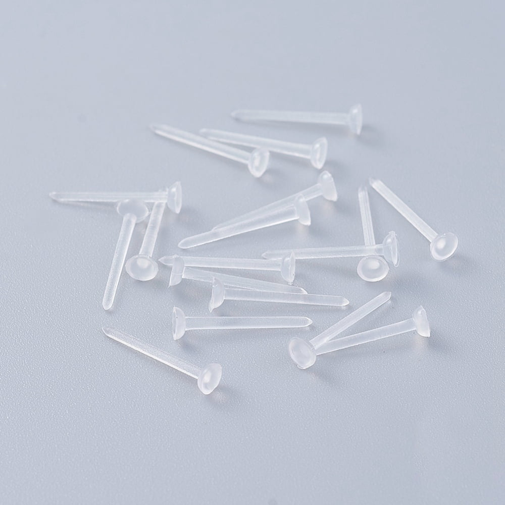 1bag Eco-Friendly Plastic Stud Earring Findings Flat Round Clear 12x3mm ...