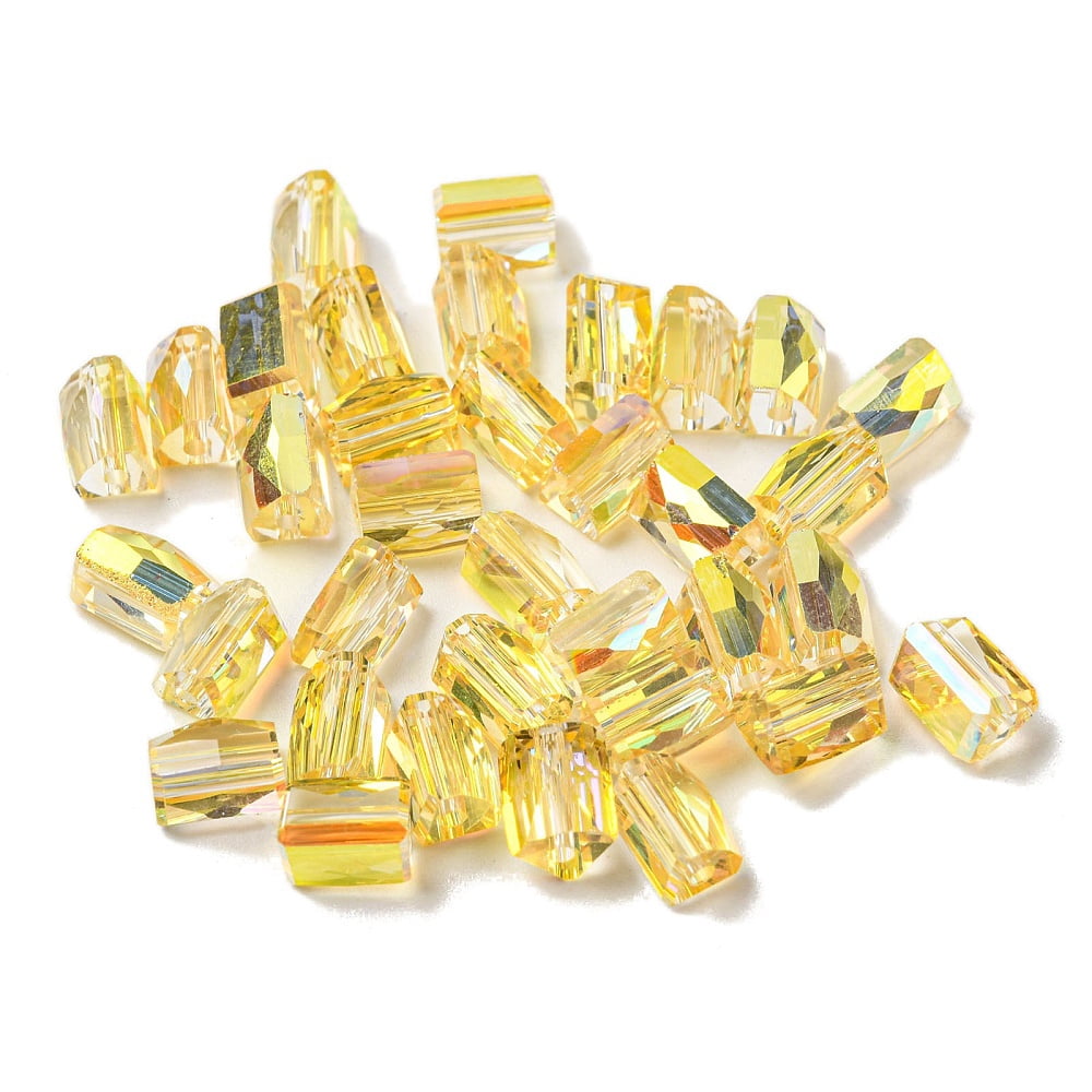 1bag Electroplate Glass Beads Faceted Triangle golden 7.5x5.5x6mm Hole ...