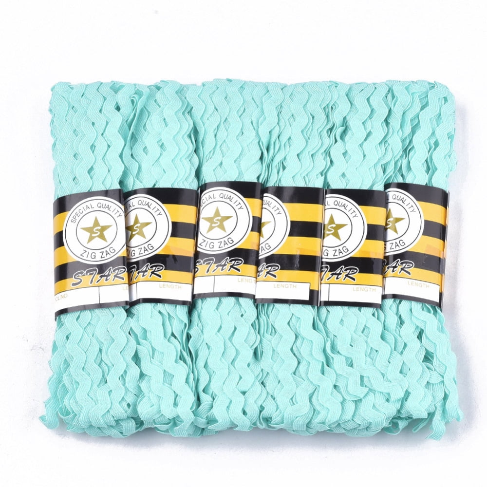 1bag Polypropylene Fiber Ribbons Wave Shape Pale Turquoise 7~8mm 15yard ...