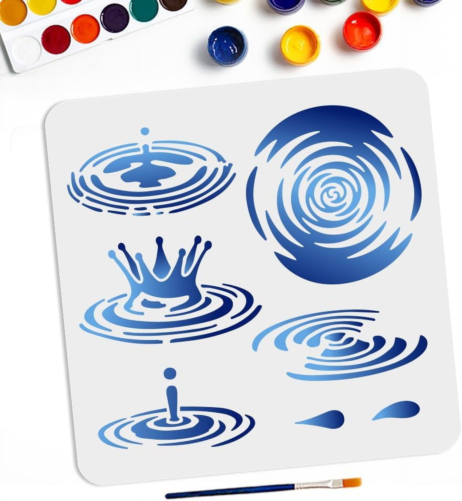 1bag Water Ripple Splash Stencils 11.8×11.8inch Water Drops Painting ...