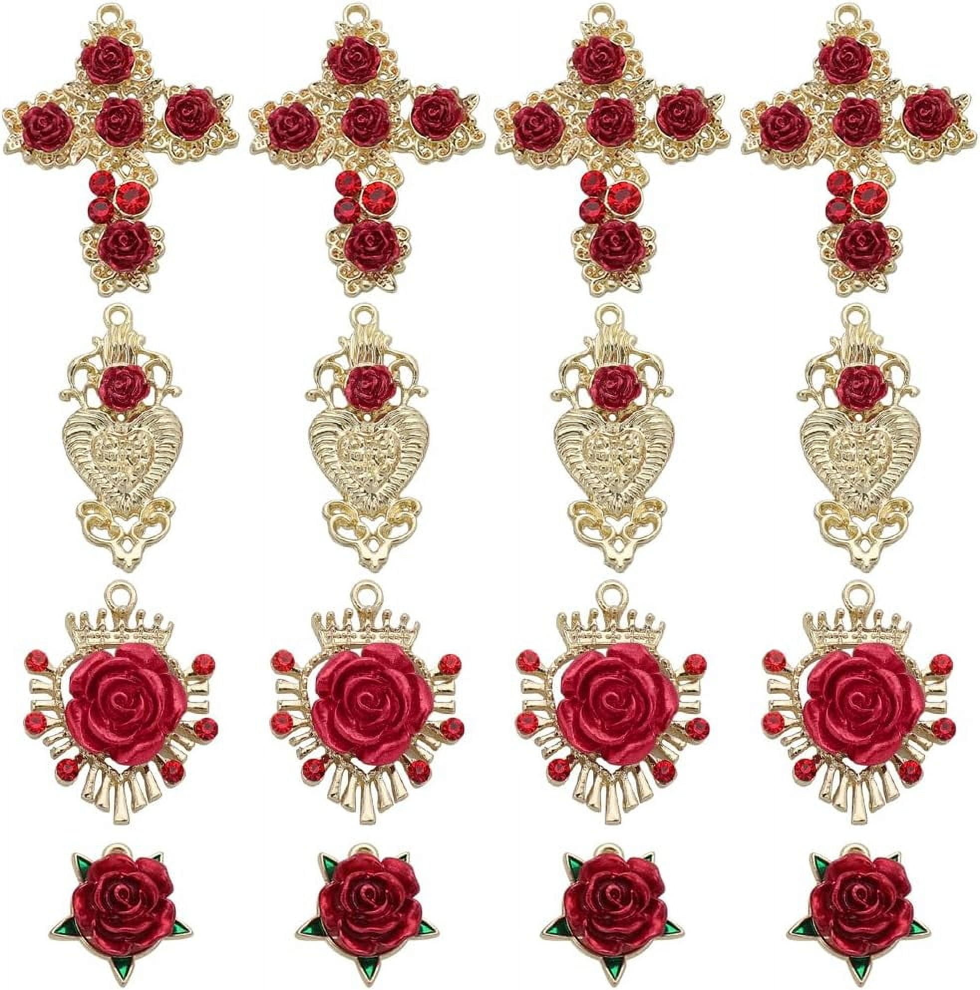 1box 1 Box 24Pcs Baroque Rose Charms Alloy Gold Flower Charm Scared ...