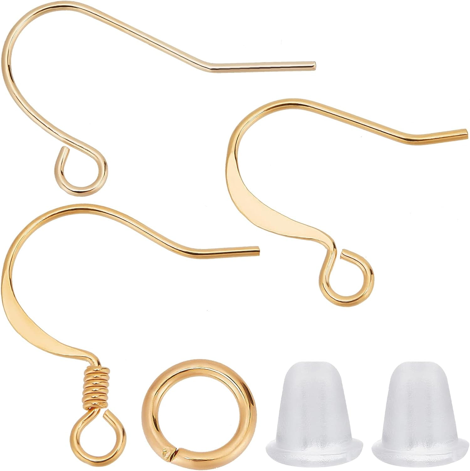 1box 1 Box 500pcs 18K Gold Fishhook Earring Hooks 3 Styles Ear Fishhook ...