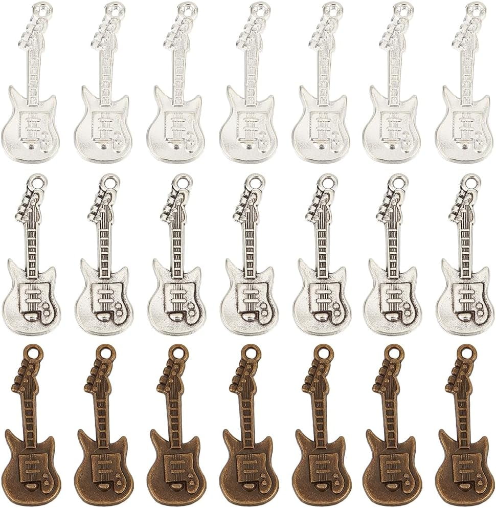 1box 1 Box 60Pcs Guitar Charms Bulk Music Charms Metal Alloy Vintage ...