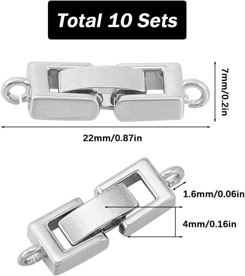 1box 1 box 10pcs Silver Fold Over Clasp Bracelet Extender Clasp Metal ...