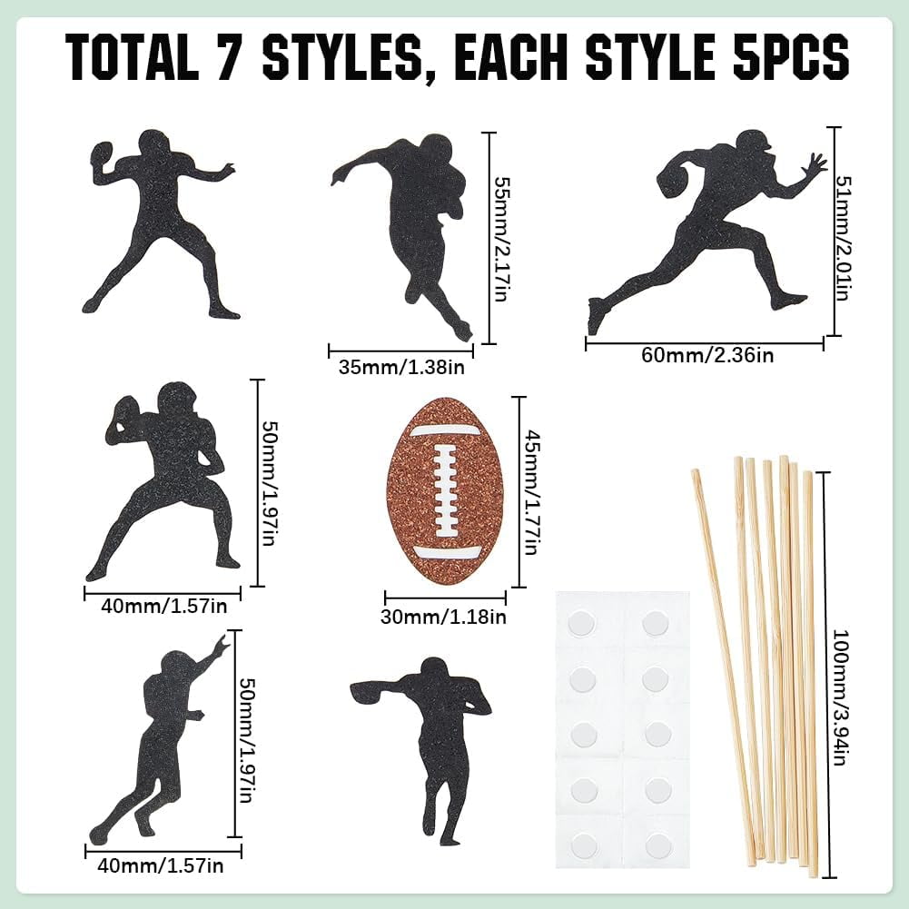 1box 1 box 35pcs Football Cupcake Topper Sports Themed Cake Decorations ...