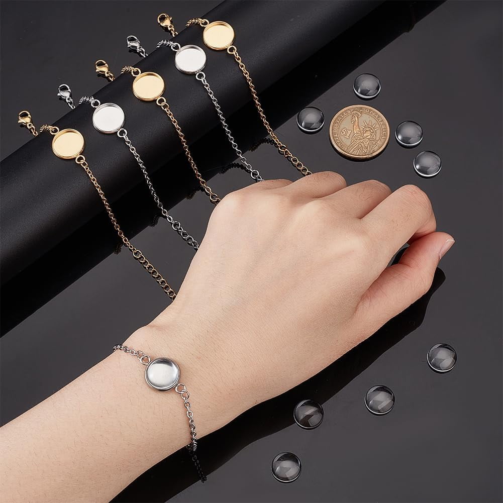 1box 10 sets 2 colors Bracelet Bezel Settings 304 Stainless Steel Bezel ...