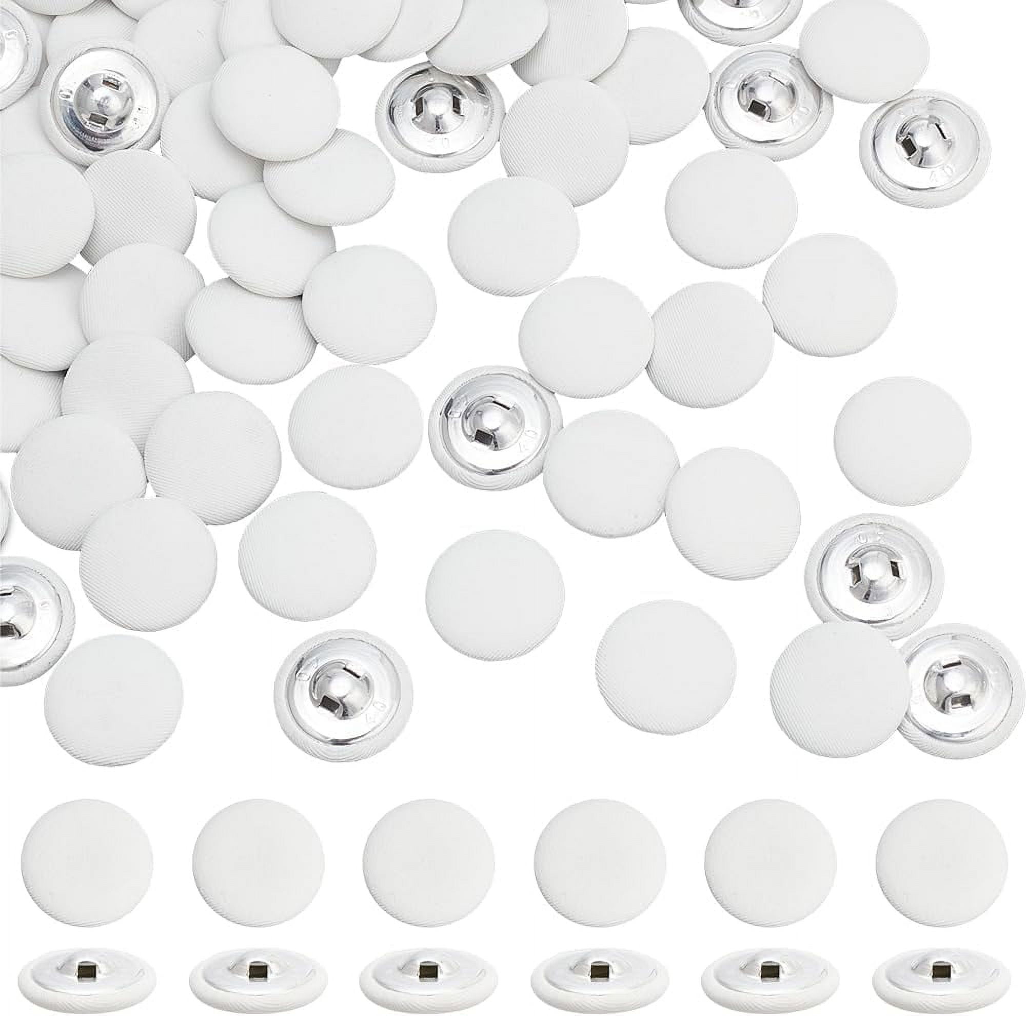1box 100 Pcs Fabric Covered Button 0.98 Inch Cloth Shank Buttons Flat ...