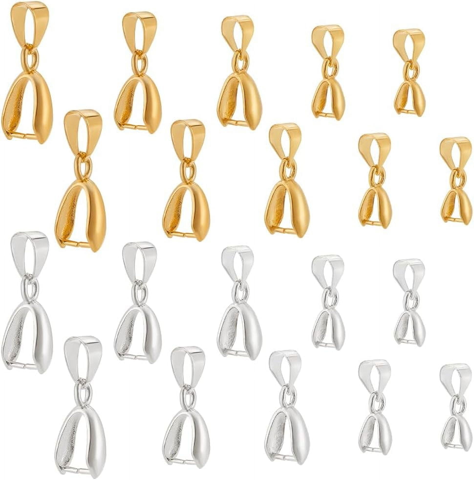 1box 100pcs 10 styles Brass Ice Pick Pinch Bails Golden & Silver 8~17x2 ...