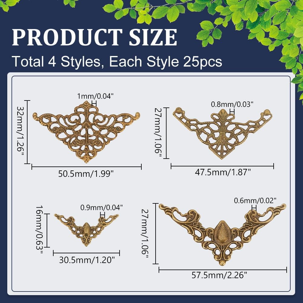 1box 100pcs Book Corners 4 styles Corner Protector Hollow Triangle Wrap ...