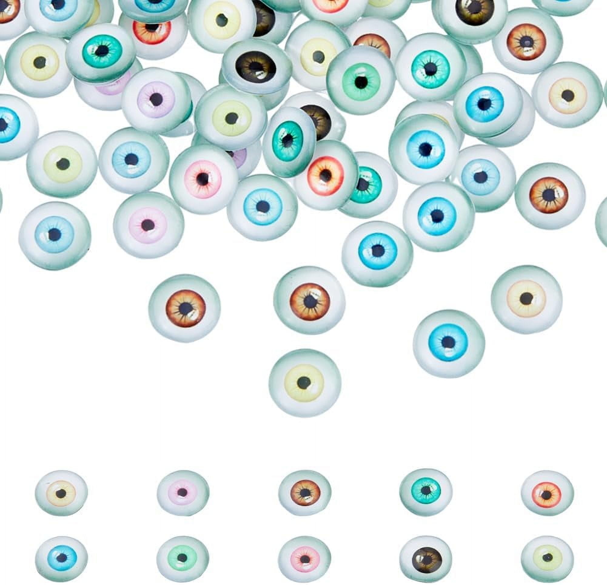 1box 100pcs Eye Glass Cabochons 10mm Flatback Dome Cabochon Craft Eyes ...