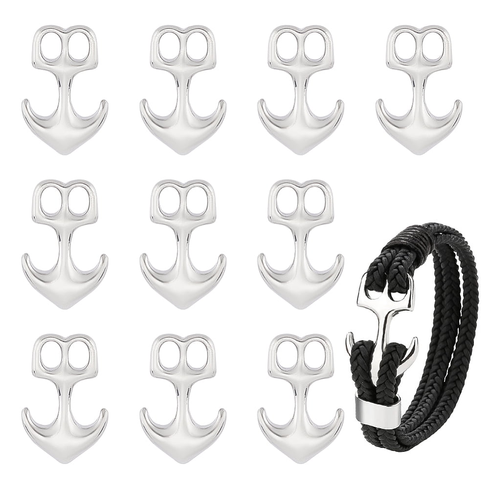 1box 10pcs 304 Stainless Steel Hook Clasps For Leather Cord Bracelets ...