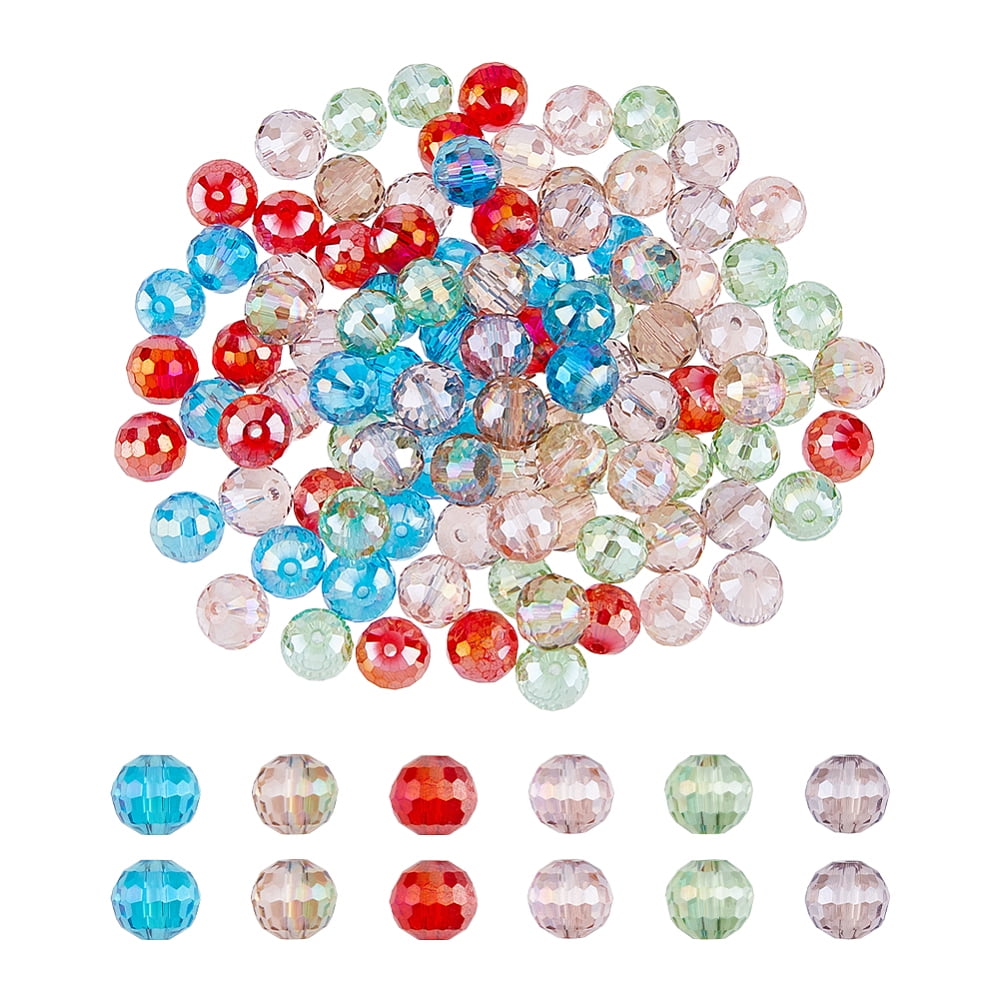 1box 120Pcs 6 Colors Electroplate Transparent Glass Beads Strands AB ...