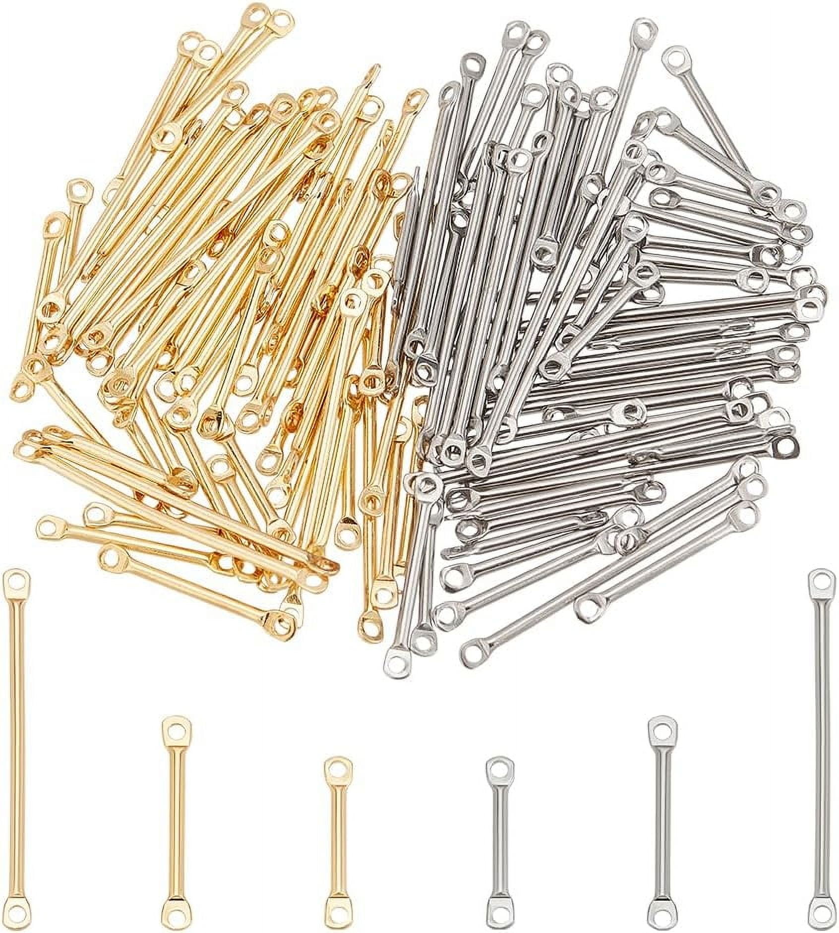 1box 120pcs 6 styles 304 Stainless Steel Bar Connector Charms Stick ...