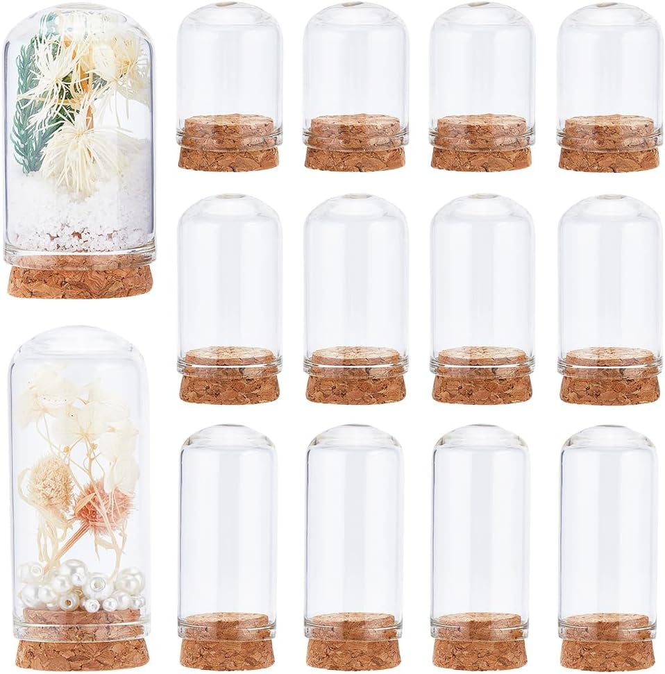 1box 12Pcs 3 Size Cloche Glass Dome with Cork Base Bell Jar Mini ...