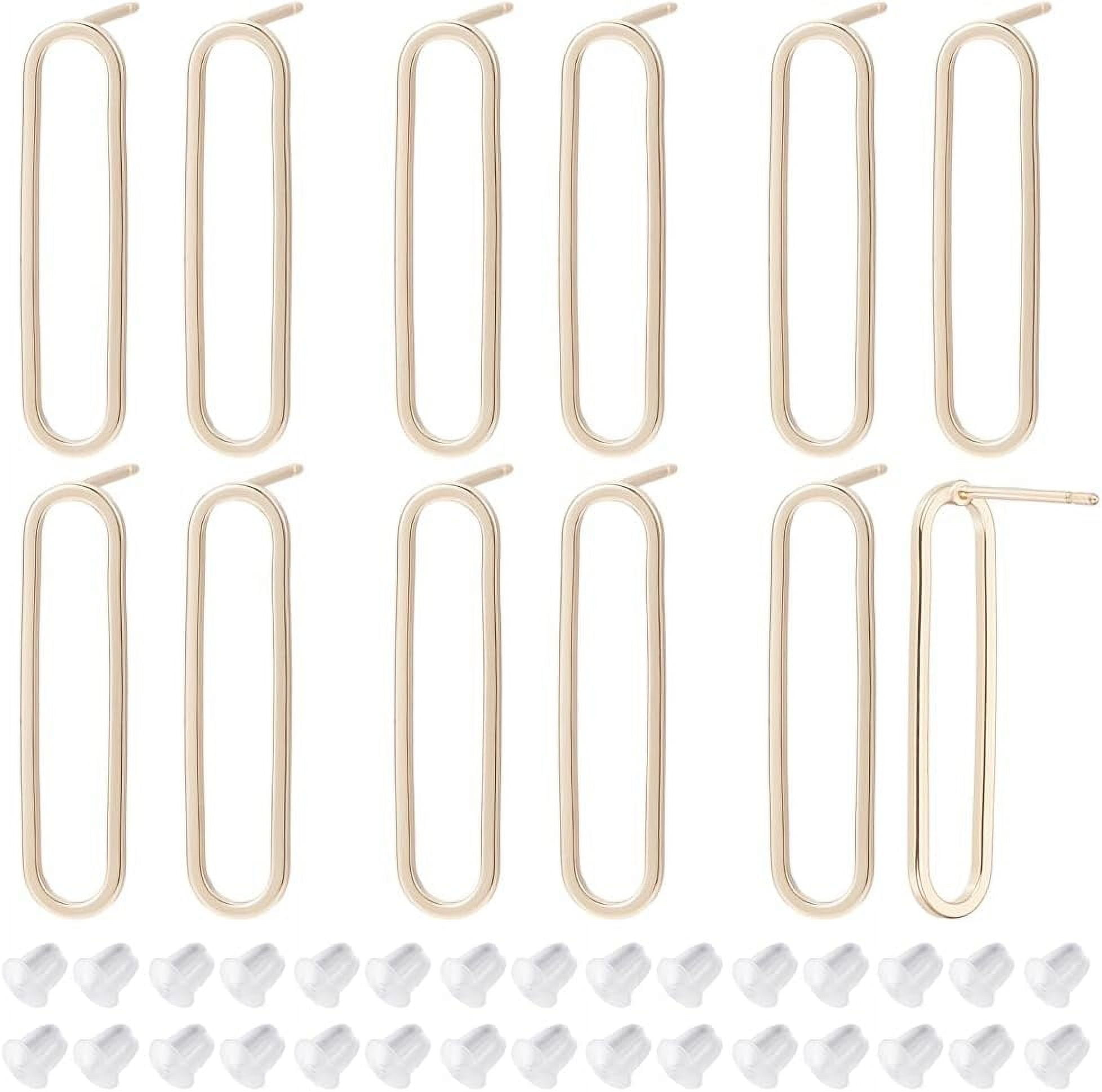 1box 12pcs Brass Hollow Oval Stud Earring Findings with Earring Pins ...