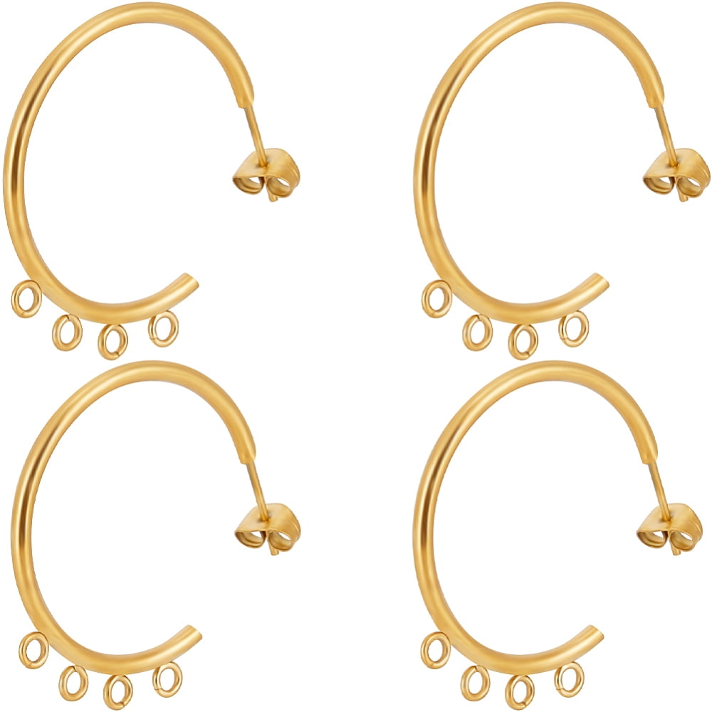 1box 14Pcs 304 Stainless Steel Stud Earring Findings Half Hoop Earrings ...
