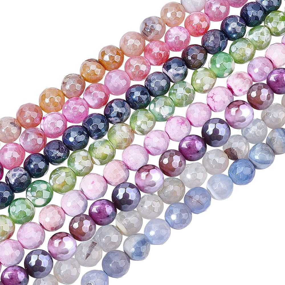 1box 160pcs 8 colors Electroplate Natural Agate Beads Strands Dyed ...