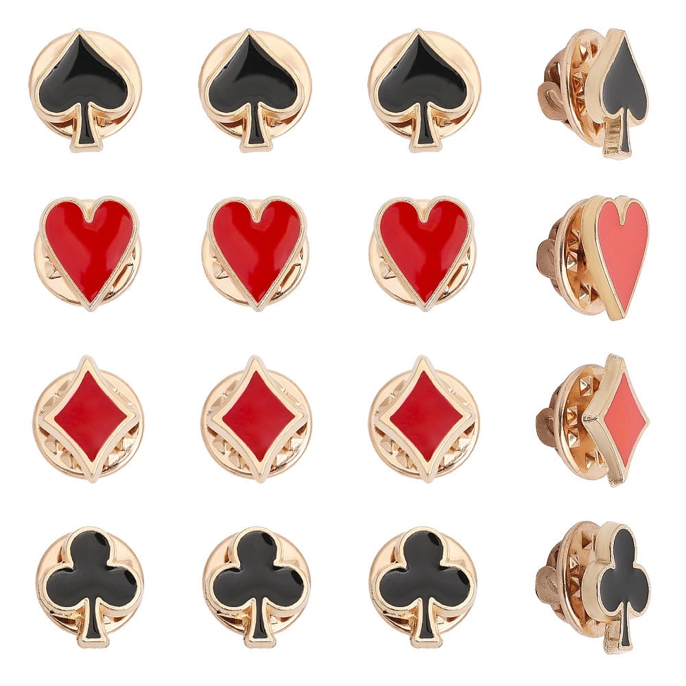 1box 16pcs 4styles Poker Playing Card Suits Alloy Enamel Pins Including ...