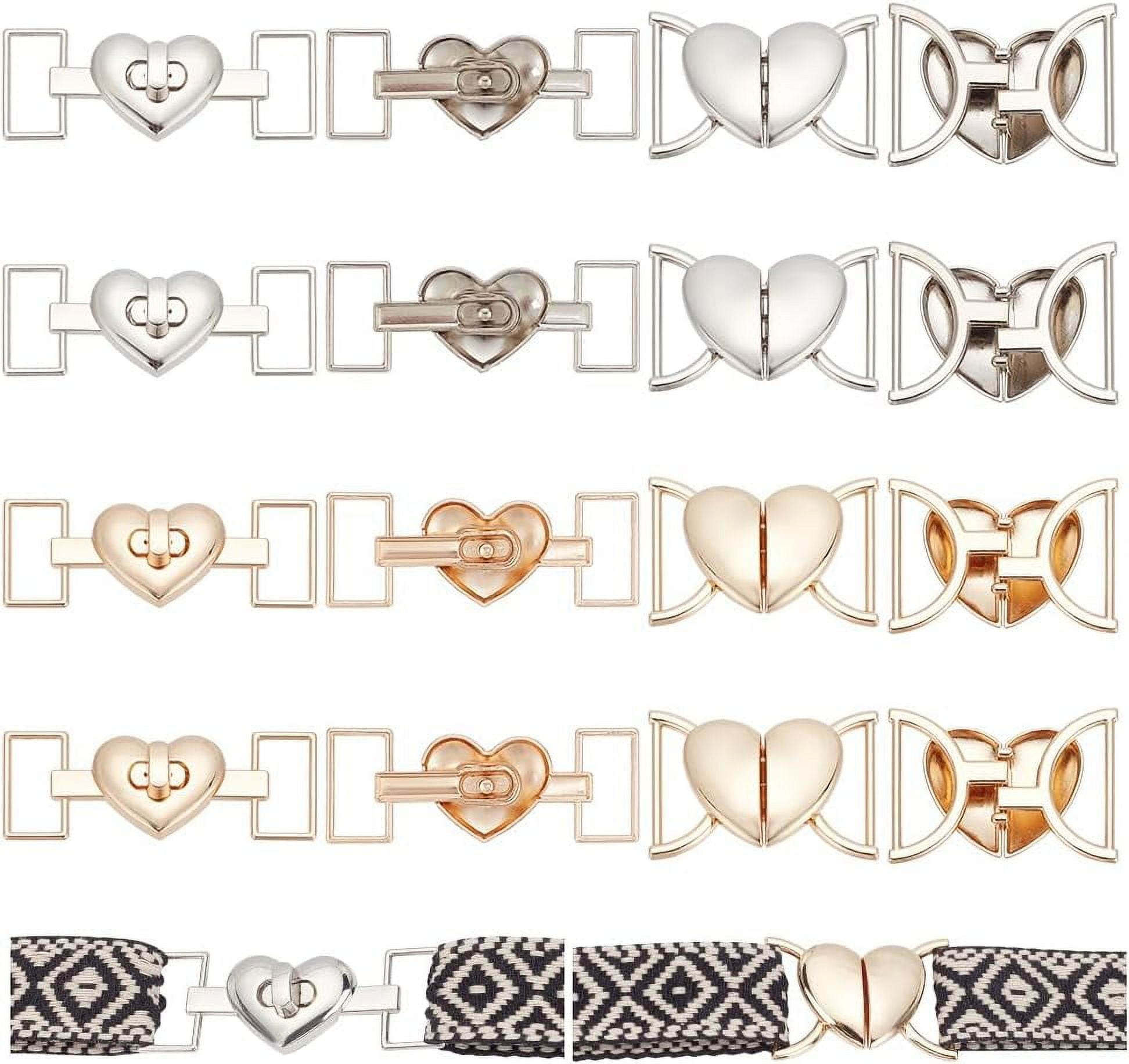 1box 16pcs Metal Waist Belt Buckle 2 Styles Heart Shaped Elastic Belt ...