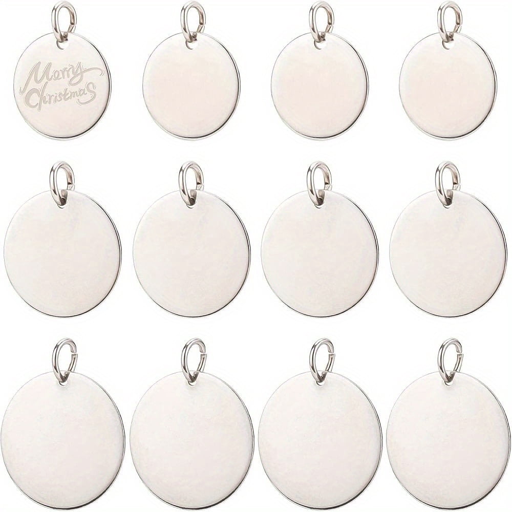 1box 18 Pcs Stainless Steel Stamping Blank Tag Pendants 15/20/25mm ...