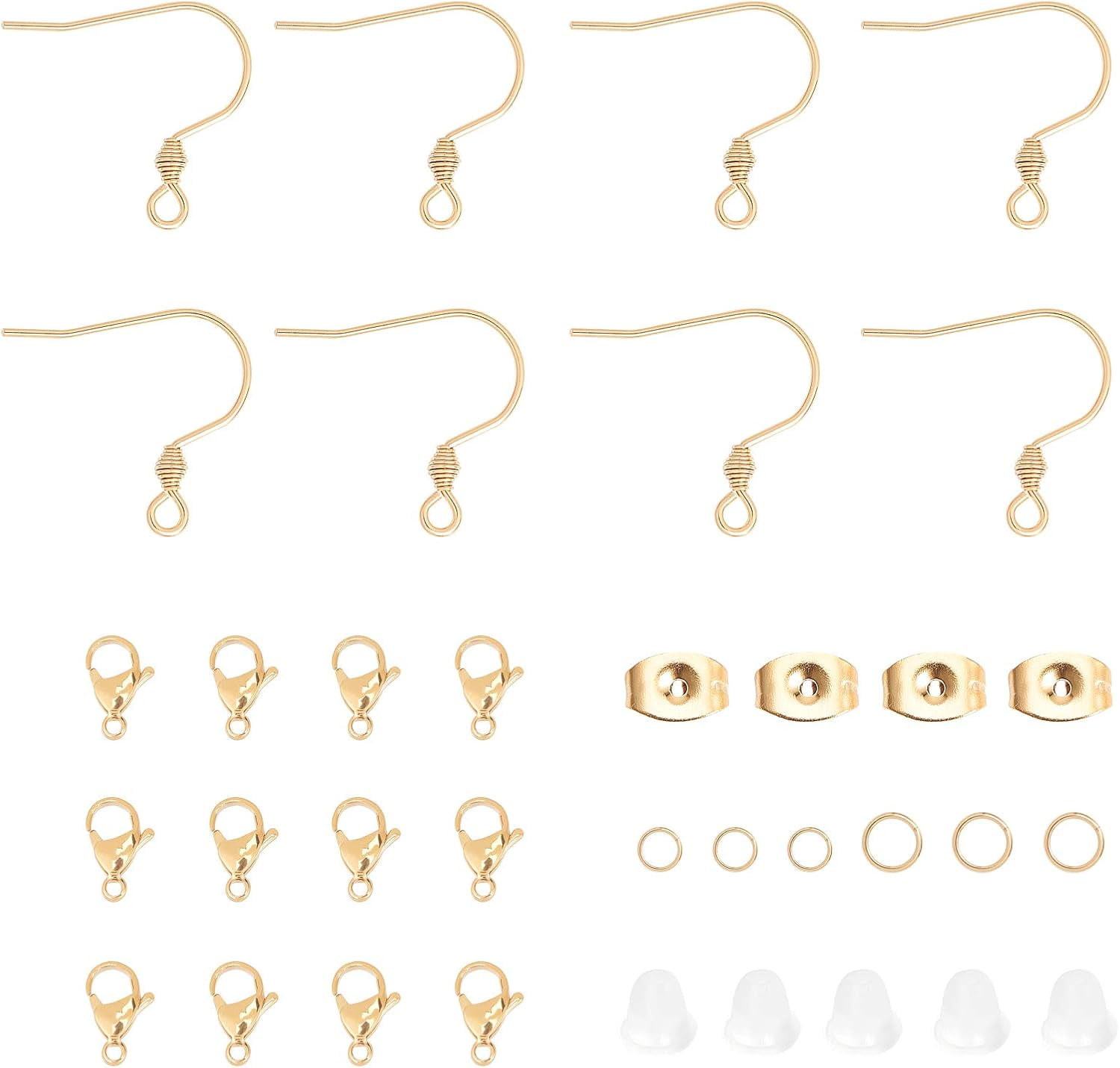 1box 180pcs Golden Earring Making Kits 304 Stainless Steel Earring Hook ...