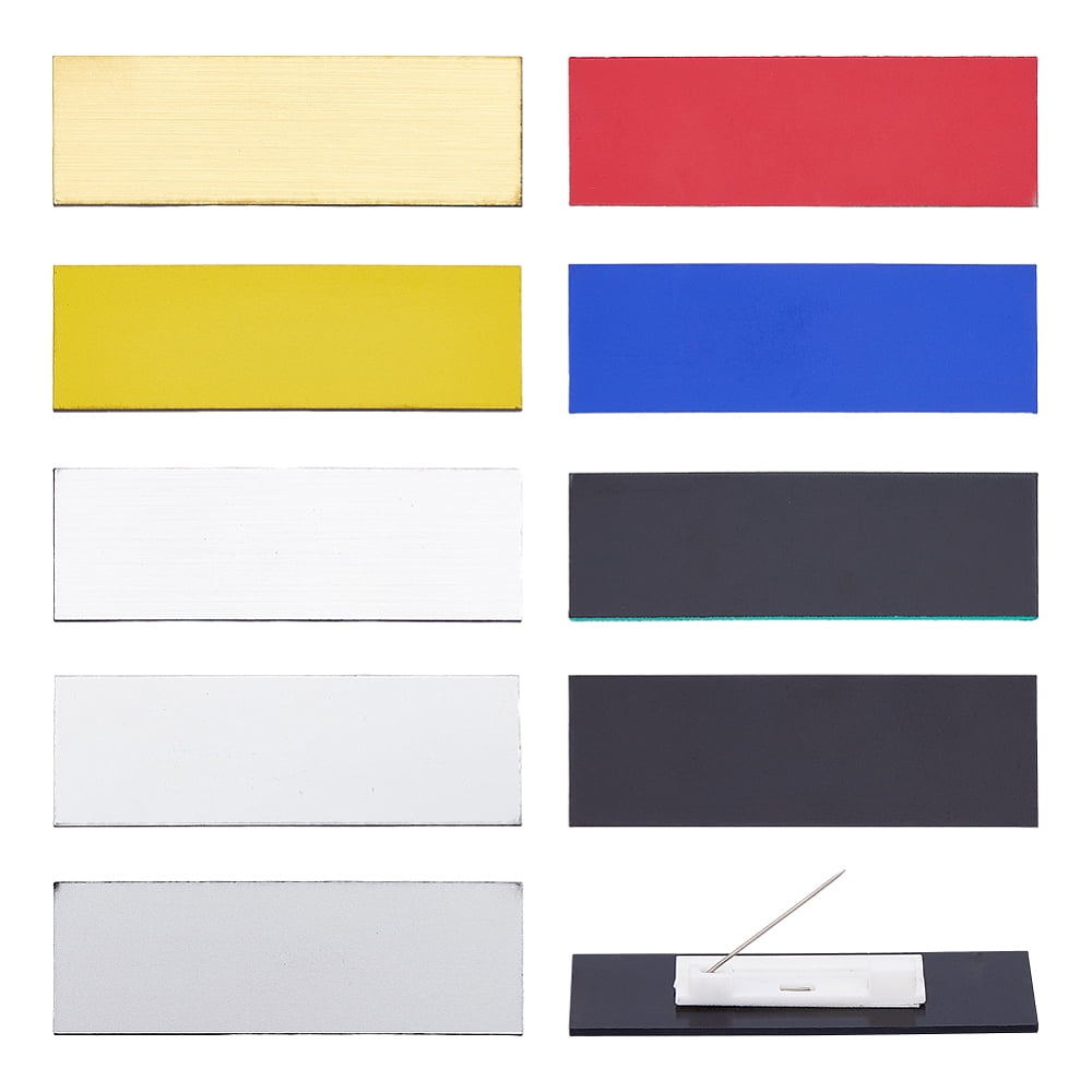 1box 18Pcs 9 Colors Plastic Brooch Blank Name Plate Mixed Color 24.5x74 ...